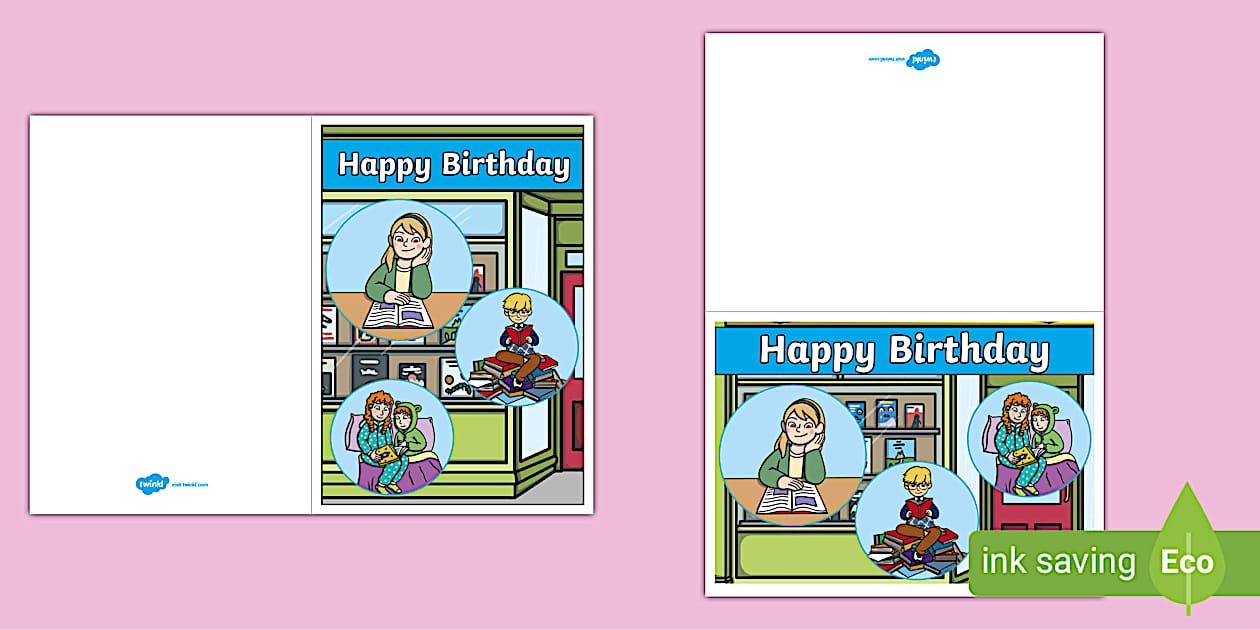 Book Birthday Card (teacher made) - Twinkl