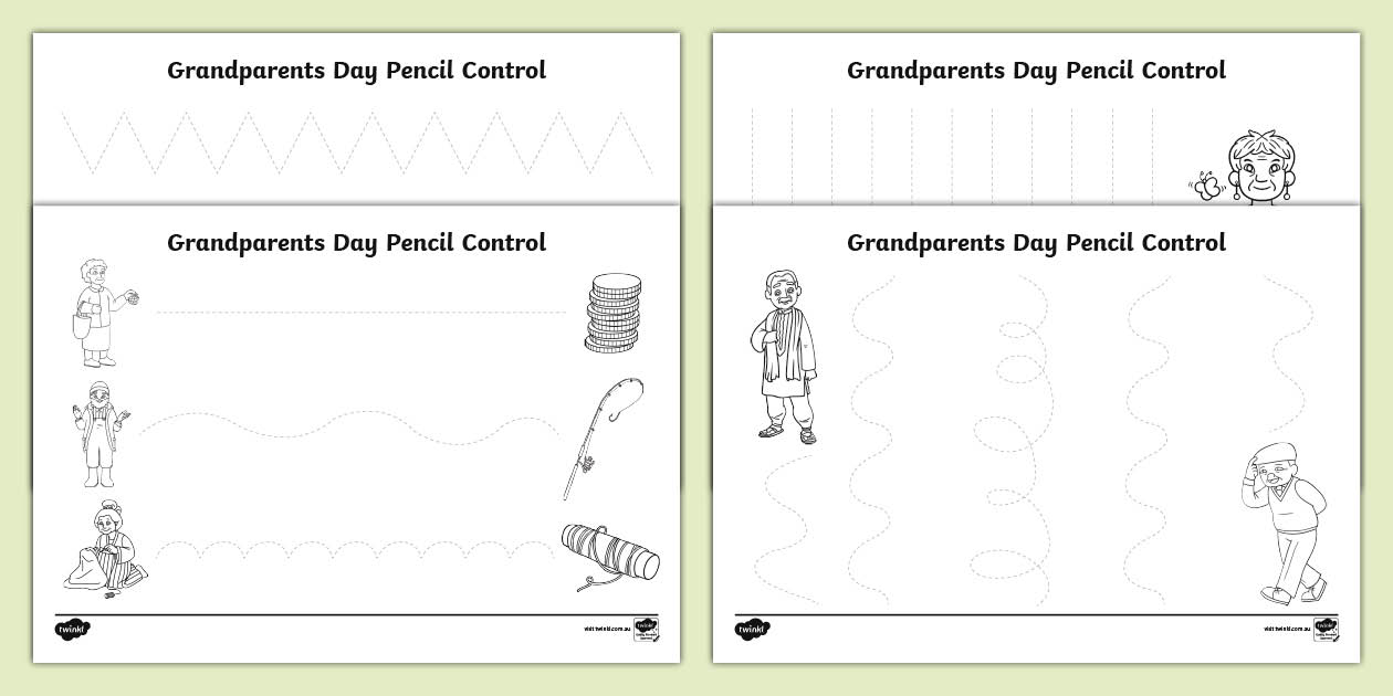 Grandparents Day Pencil Control Worksheet / Worksheets