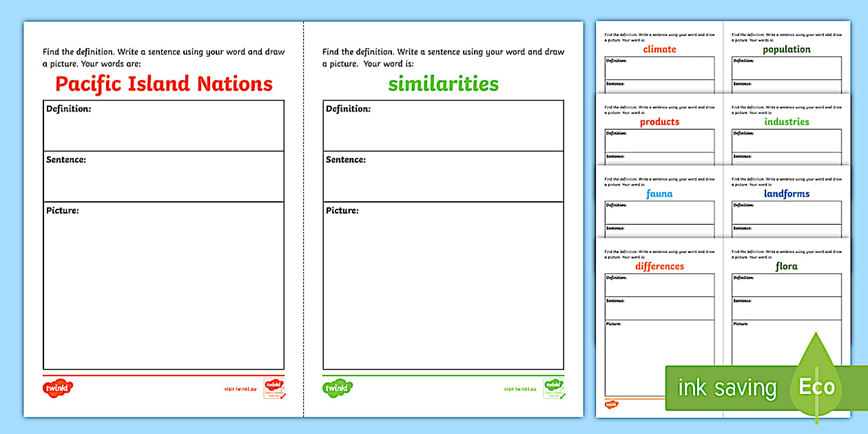 Australia's Neighbours Word wall Activity