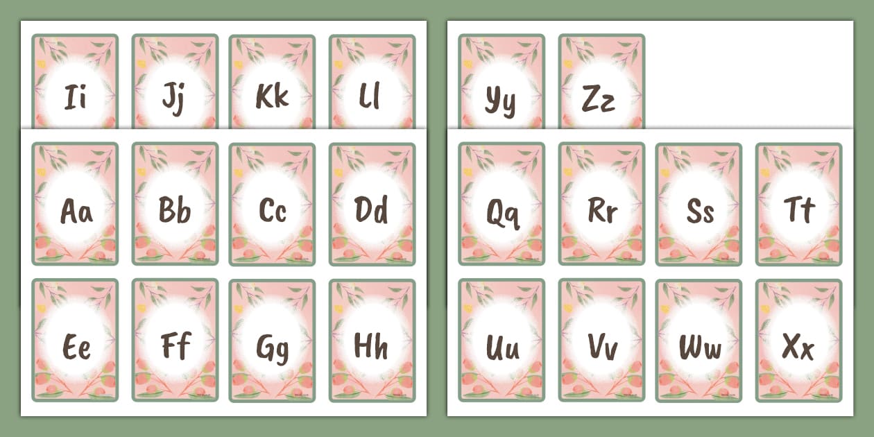 Home Among the Gum Trees Themed Alphabet Letters Flashcards