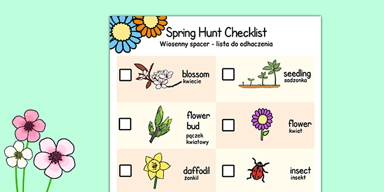Spring Hunt Checklist Polish Translation (teacher made)