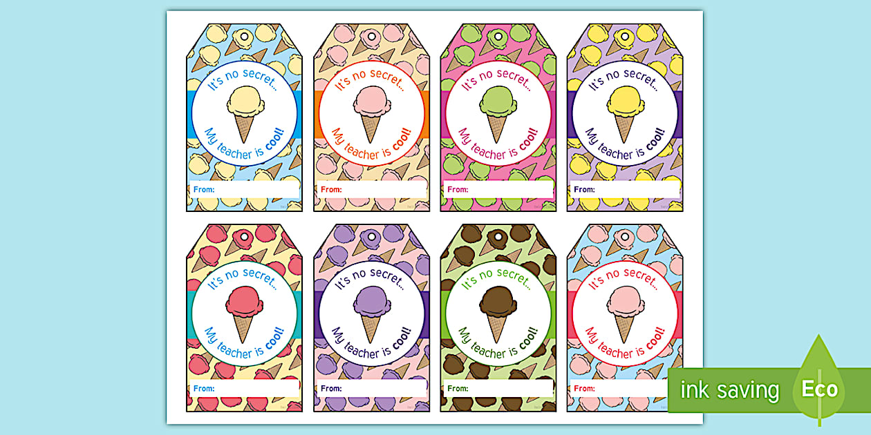 Teacher Appreciation – Ice Cream Gift Tags – Twinkl USA