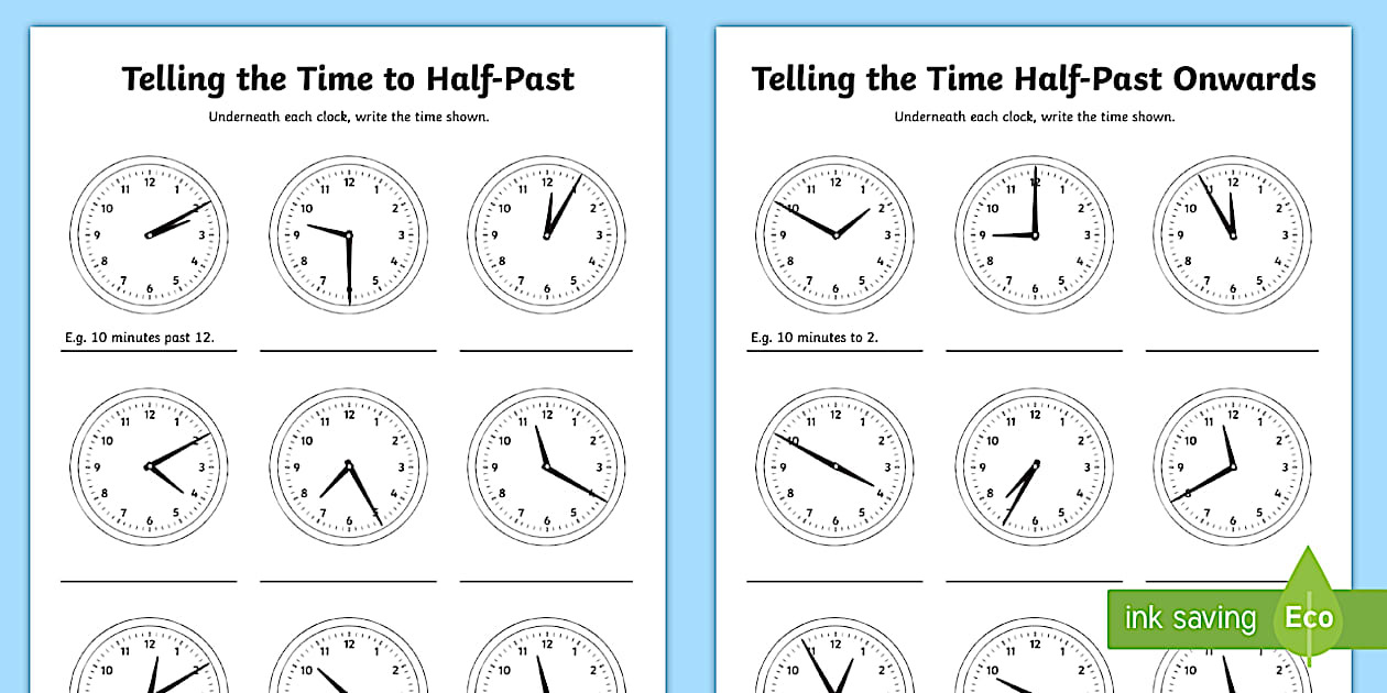 Telling the Time for Kids - Primary Worksheets - Twinkl