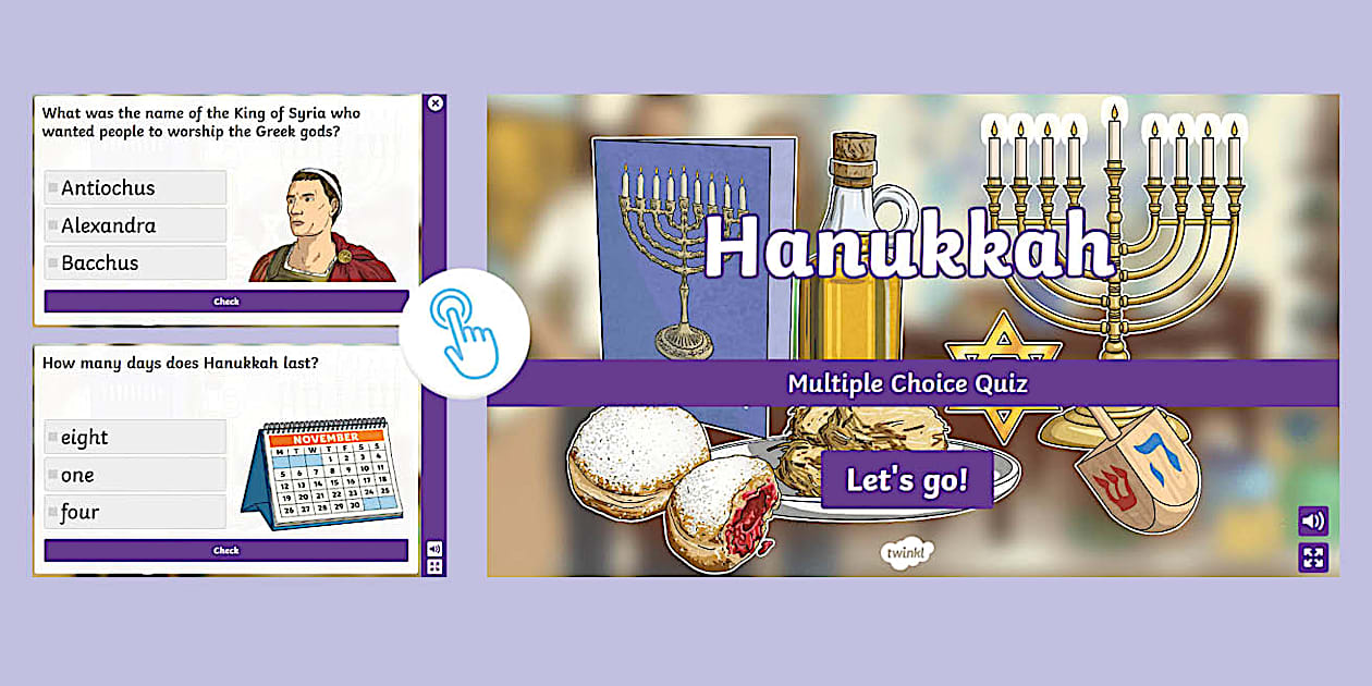 Hanukkah Interactive Multiple Choice Quiz - KS2 - Twinkl