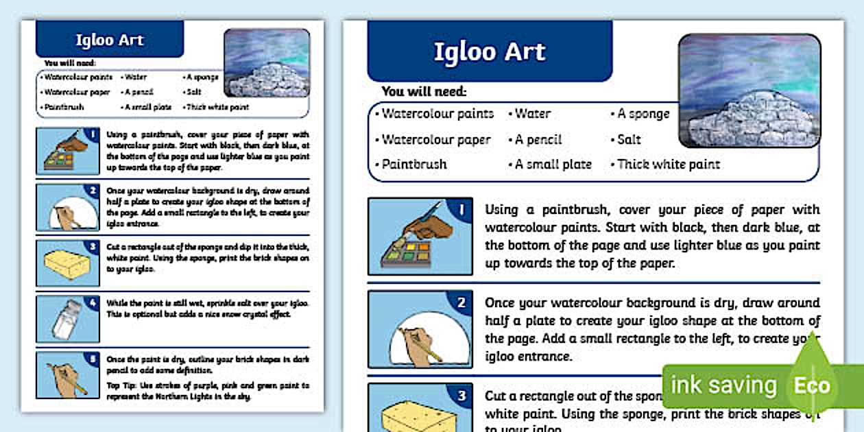 Arctic Art KS1 Igloo Activity (teacher made) - Twinkl