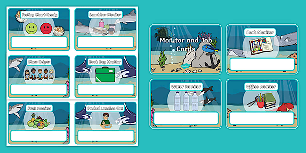 Editable Ocean Monitor and Job Cards (teacher made) - Twinkl