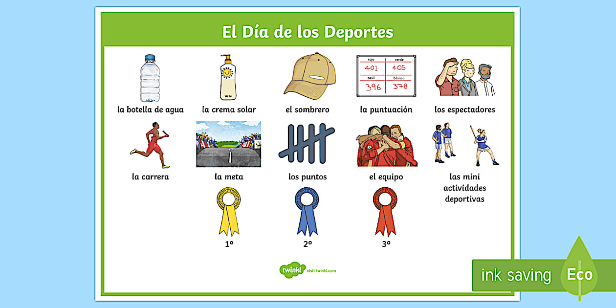 Sports Day Word Mat-Spanish