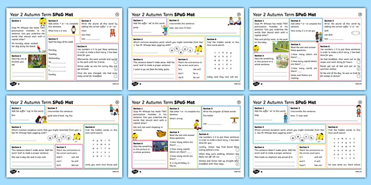 Year 2 Autumn Term 1 SPaG Activity Mats (teacher made)