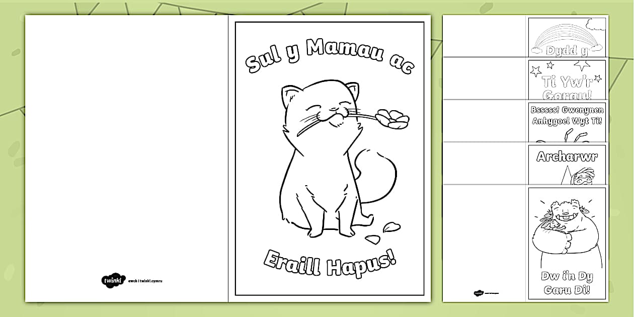 Sul y Mamau ac Eraill: Cardiau Cyfarchion i'w Lliwio