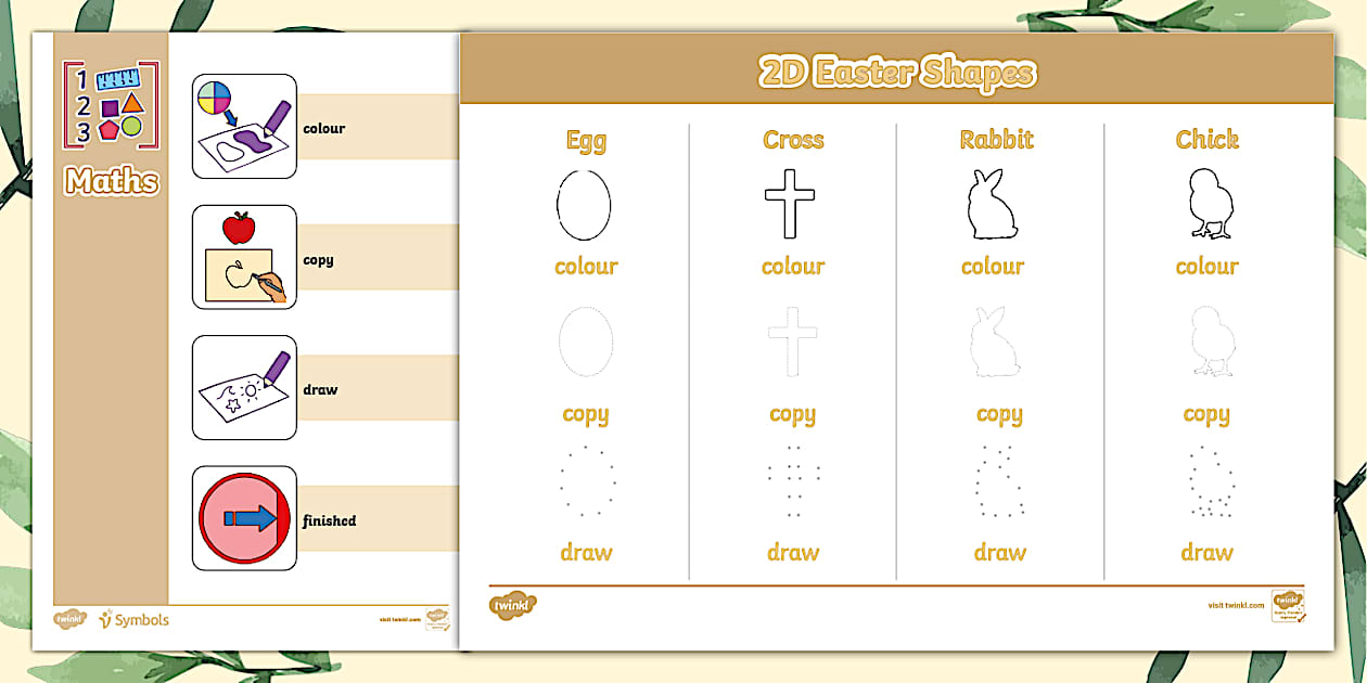 SEND Copy and Draw 2D Easter Shapes (teacher made) - Twinkl