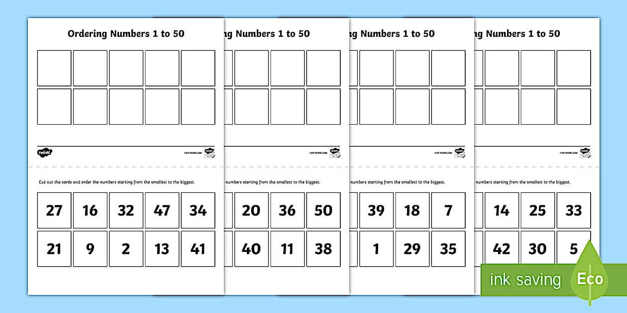 Ordering Numbers 1-50 Activity | Number Ordering Activity