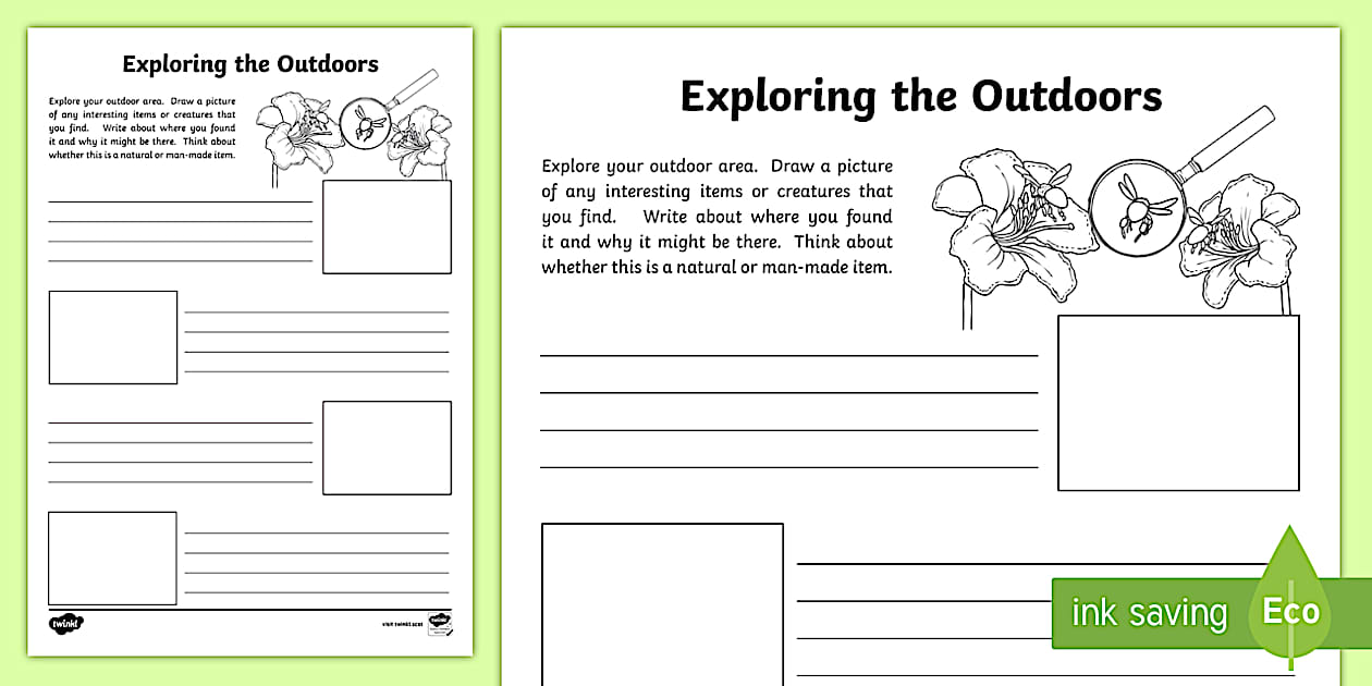 Exploring the Outdoors Worksheet (teacher made) - Twinkl