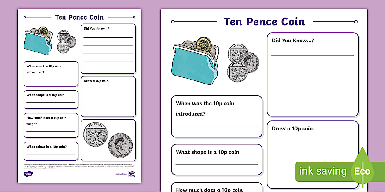 Ten Pence Fact File Template (teacher made) - Twinkl