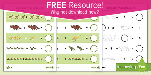 Dinosaur Addition Worksheet | Math Resource | Twinkl USA