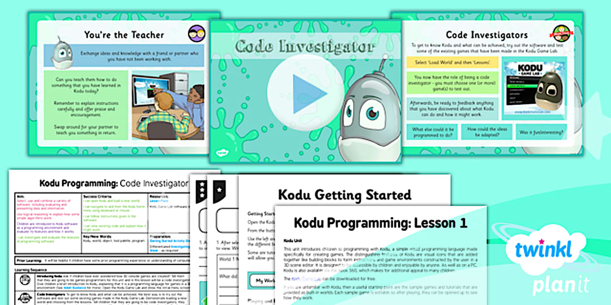 Computing: Kodu Programming: Code Investigator Year 6 Lesson Pack 1