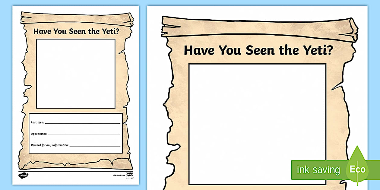 Editable Have You Seen the Yeti? Poster Activity - Twinkl