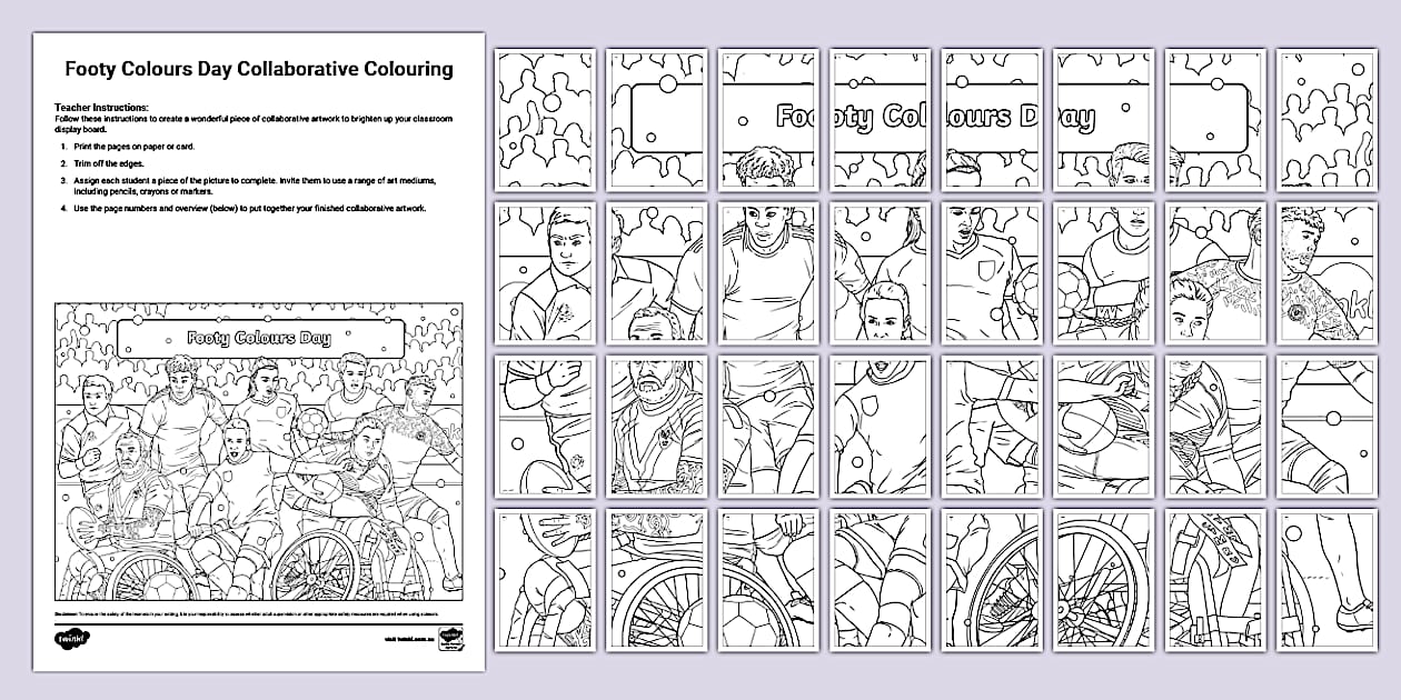 Footy Colours Day Collaborative Colouring