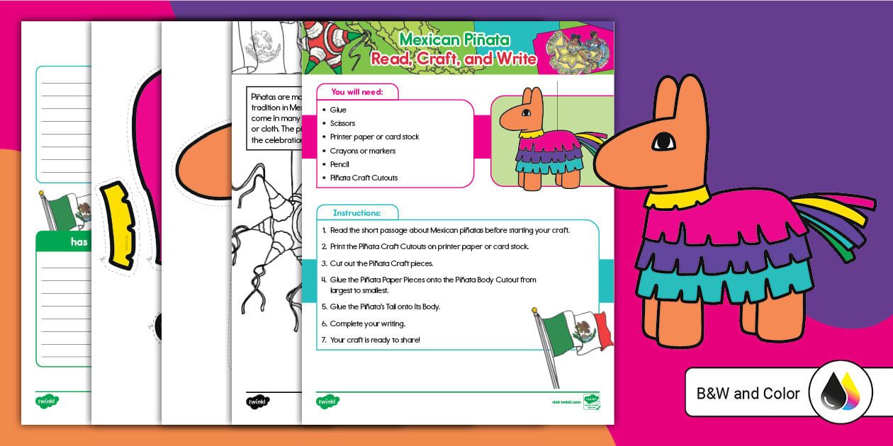 Mexican Piñata Read, Craft, and Write Activity - Twinkl