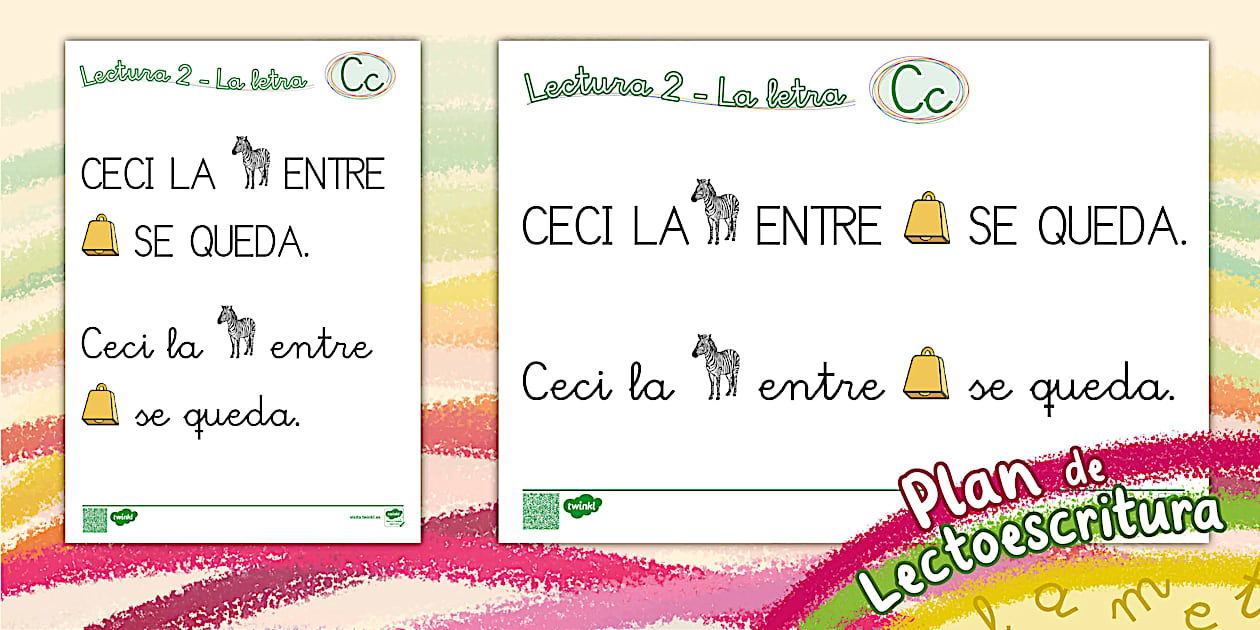 Plan de lectoescritura: La letra C - Lectura 2 - Twinkl