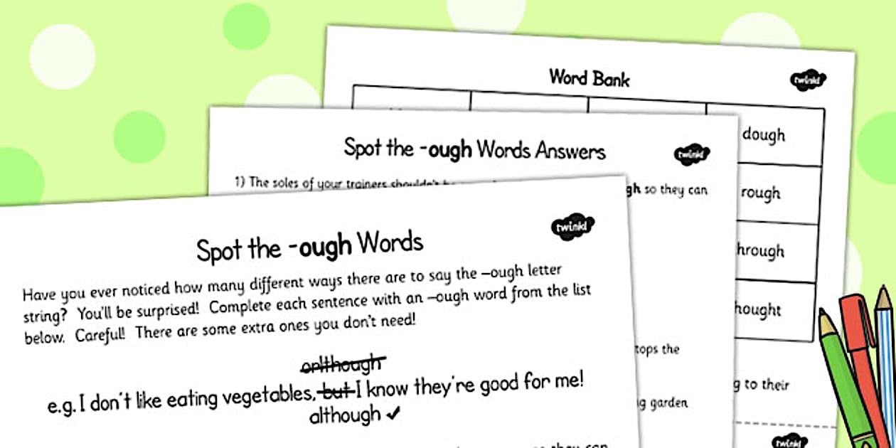 Cursive LKS2 Further Exception Words -ough Words Activity