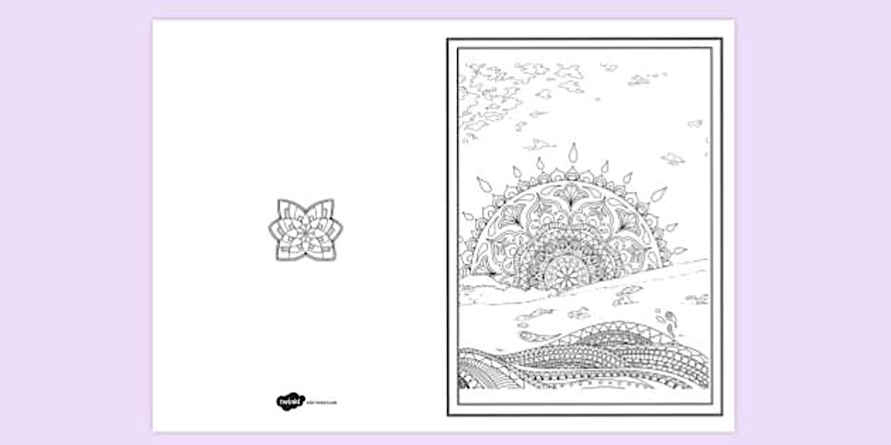 Mindfulness Tibetan Mandala Card Colouring Birthday Card