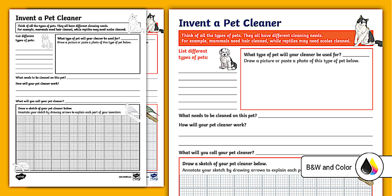 Invent a Pet Cleaner Worksheet - Twinkl