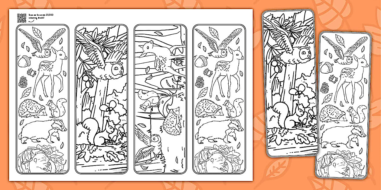Woodland Creatures Colouring Bookmarks (teacher made)