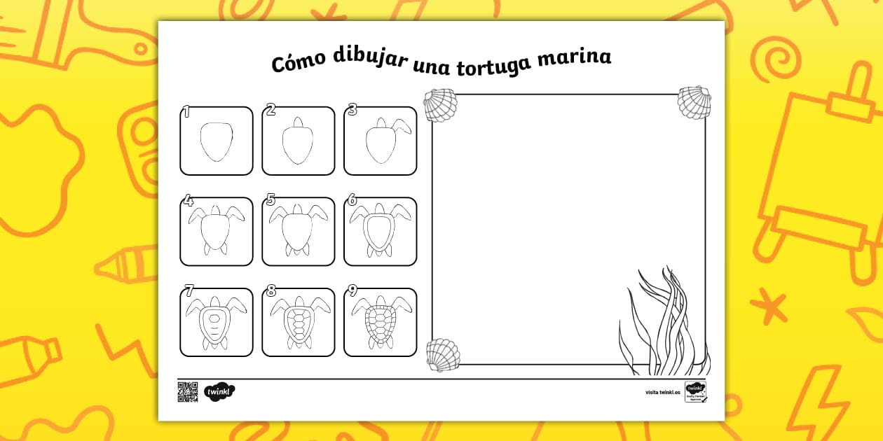 Ficha de actividad: Cómo dibujar una tortuga marina