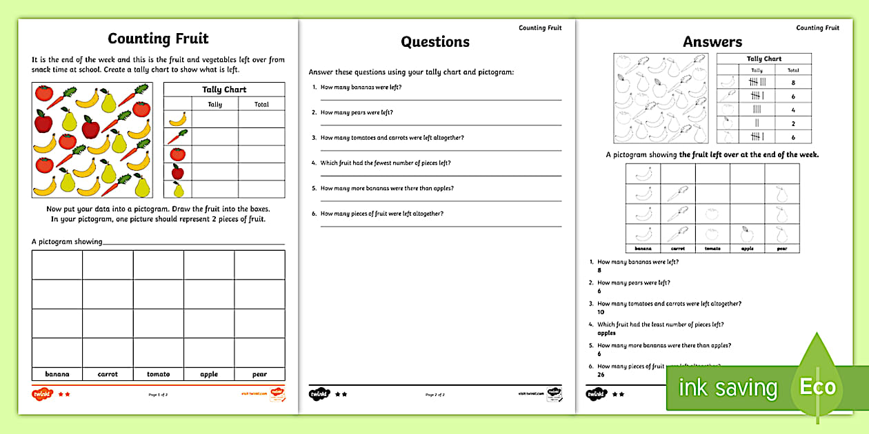 Lower Ability Year 2 Maths Statistics Worksheet - Twinkl