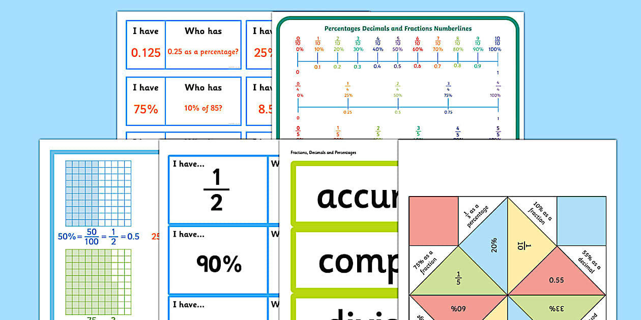 Fractions, Decimals and Percentages Resource Pack - Twinkl