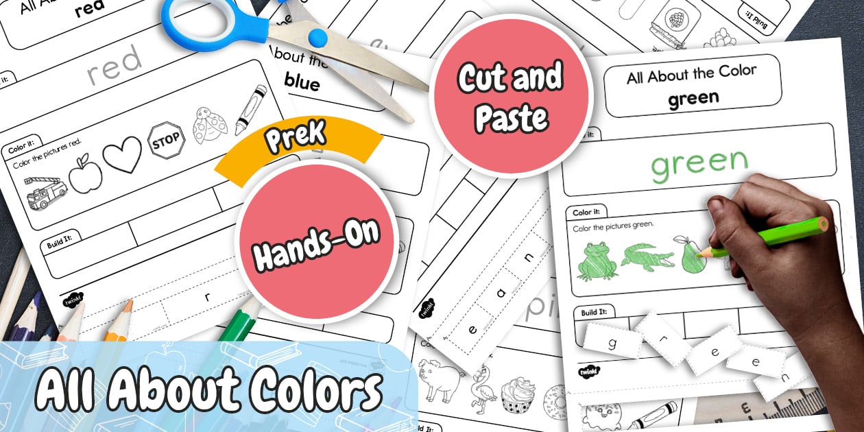 Early Childhood All About Colors Cut and Paste Worksheets