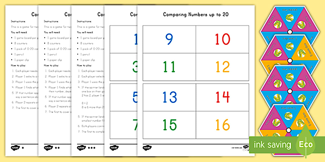 Comparing Numbers up to 20 Game - Twinkl