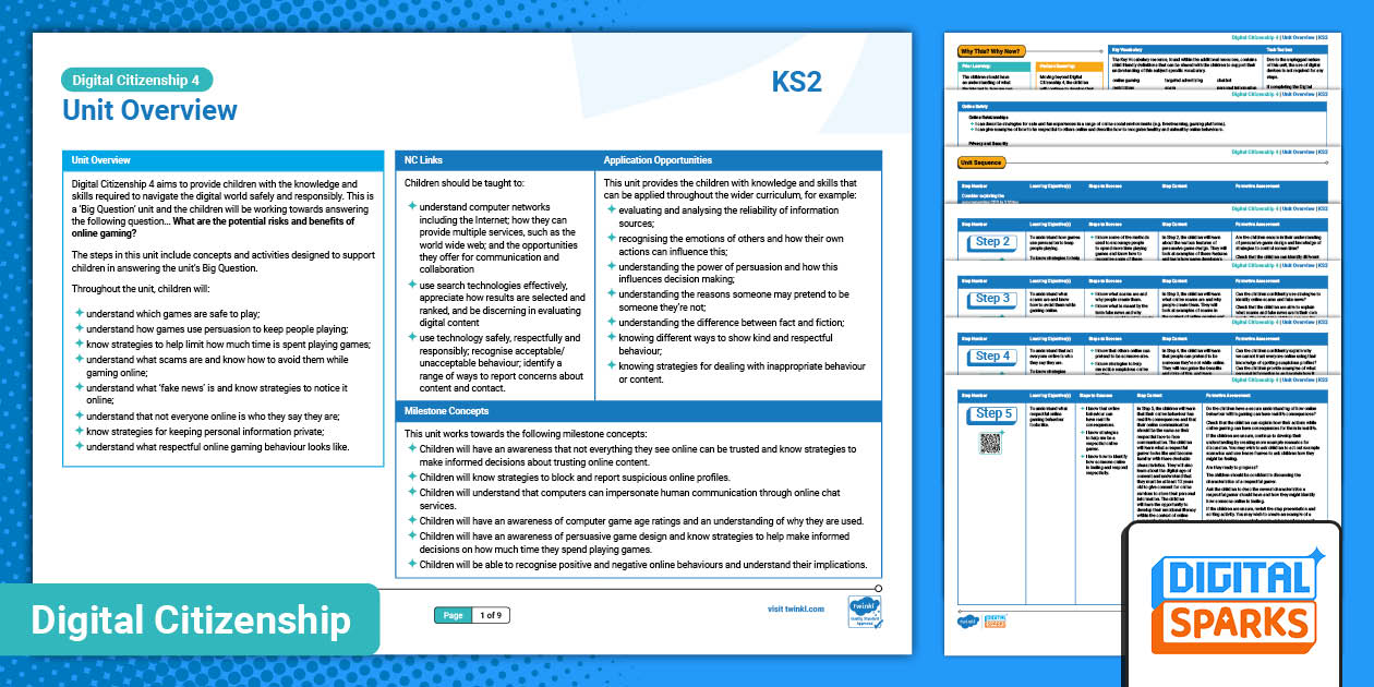 Digital Sparks: Digital Citizenship 4: Unit Overview
