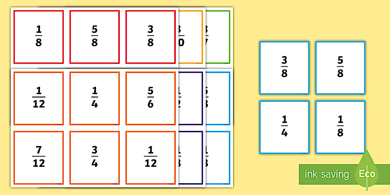 Editable Fraction Action Number Cards (teacher made)