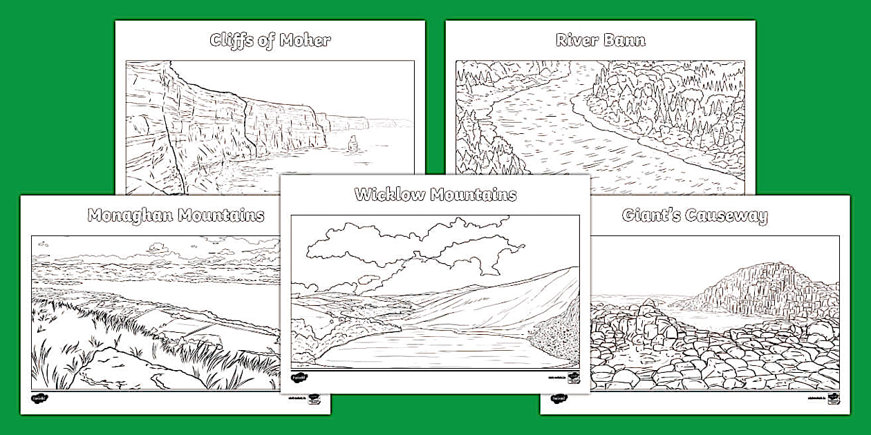 Landforms of Ireland Colouring Sheets (teacher made)