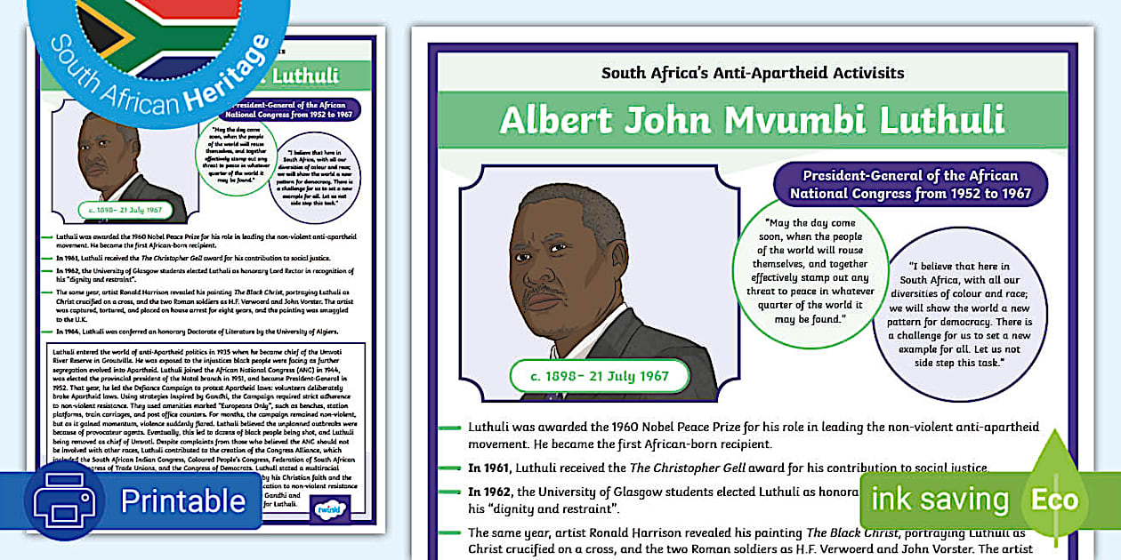 Albert Luthuli Infographic Poster (teacher made) - Twinkl