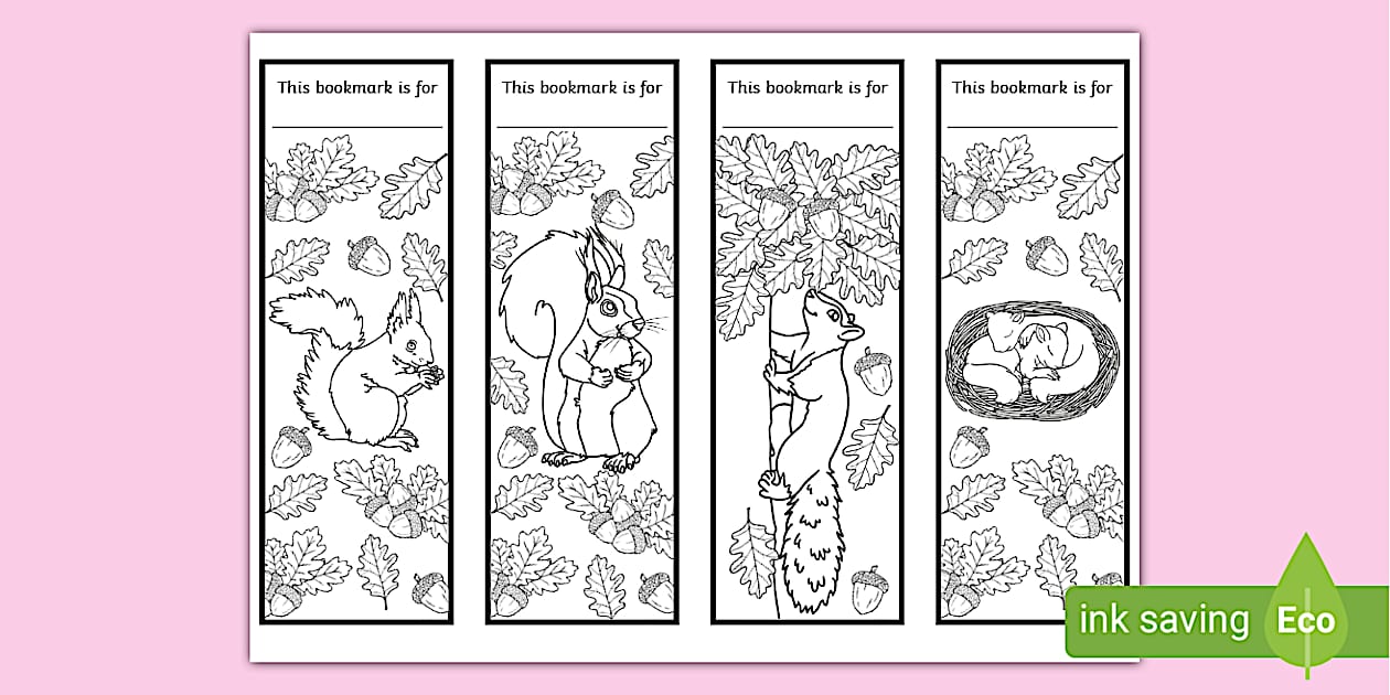 Squirrels Colouring Bookmarks - Twinkl - KS1 (teacher made)