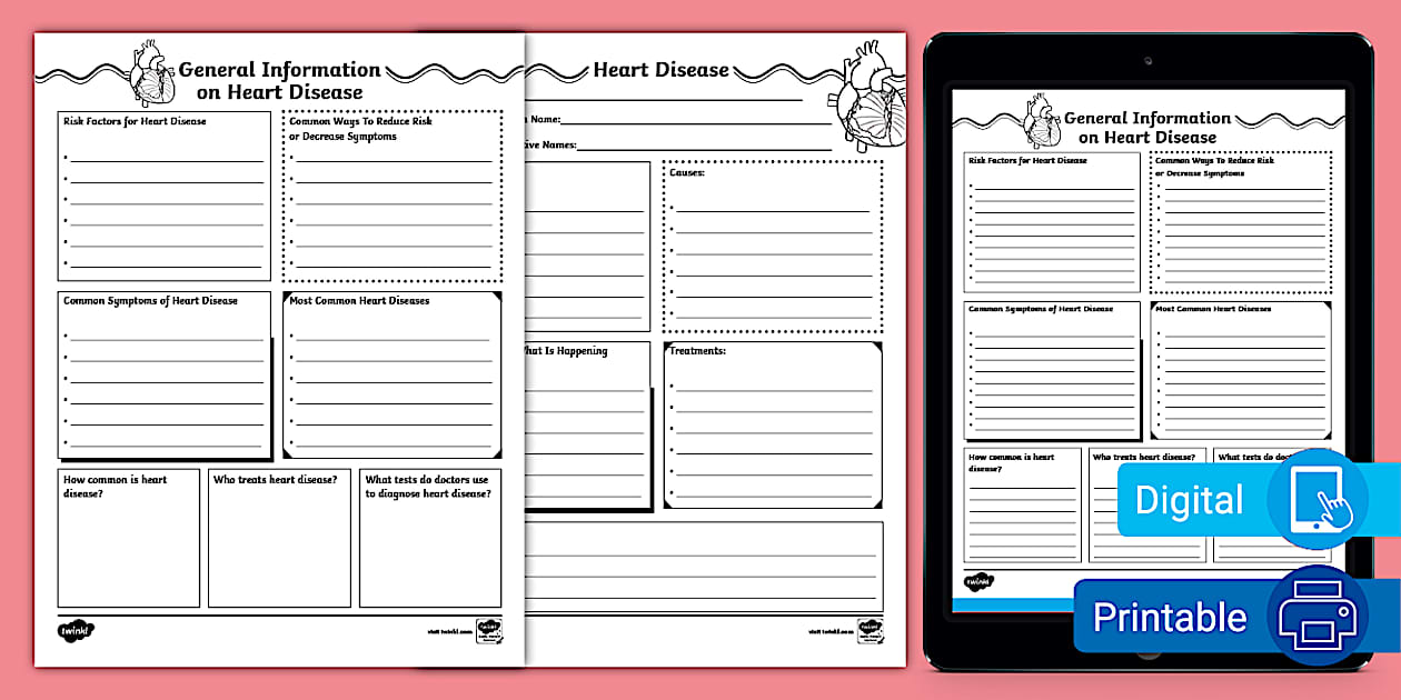 Heart Disease Research Worksheet for 3rd-5th Grade