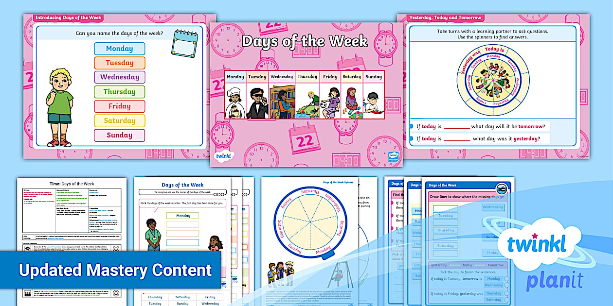 👉 Planit Maths Year 1 Time Lesson Pack 3: Days of the Week