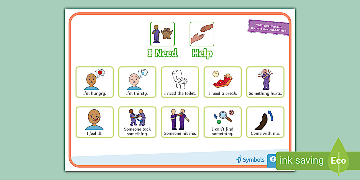Twinkl Symbols: I Need Help AAC Mat (teacher made) - Twinkl