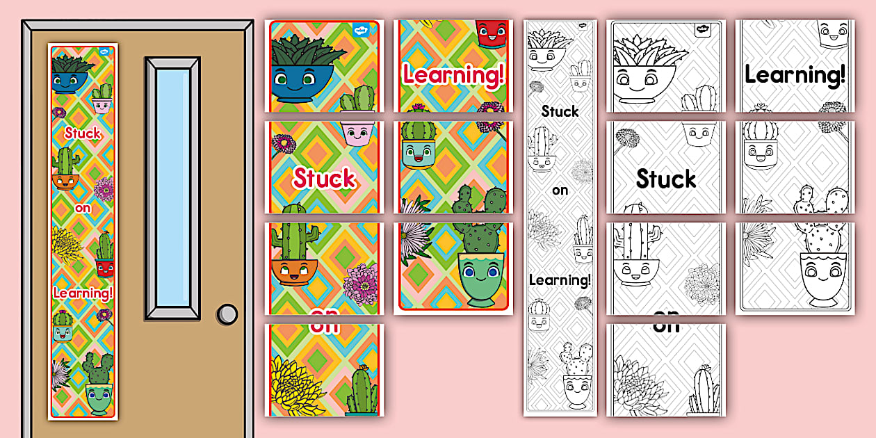 Stuck on Learning! Vertical Door Banner (teacher made)