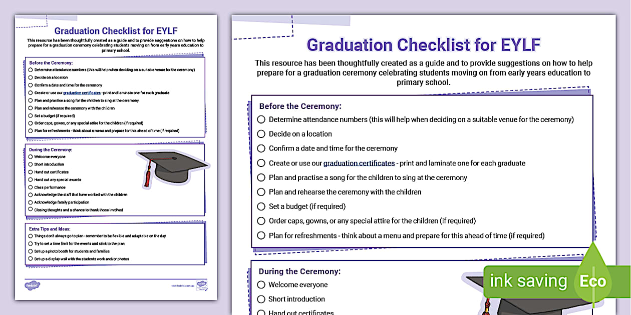EYLF Graduation Checklist (teacher made) - Twinkl