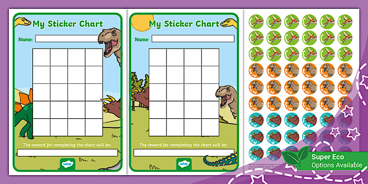 Sticker Stamp Dinosaur Reward Chart (teacher made) - Twinkl