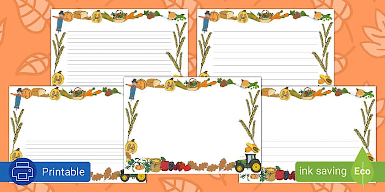 Editable Harvest Full Page Borders (Landscape) - Twinkl
