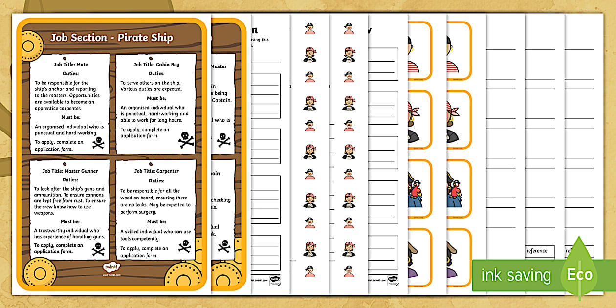 KS1 Pirate Ship Job Application Activity Pack (teacher made)