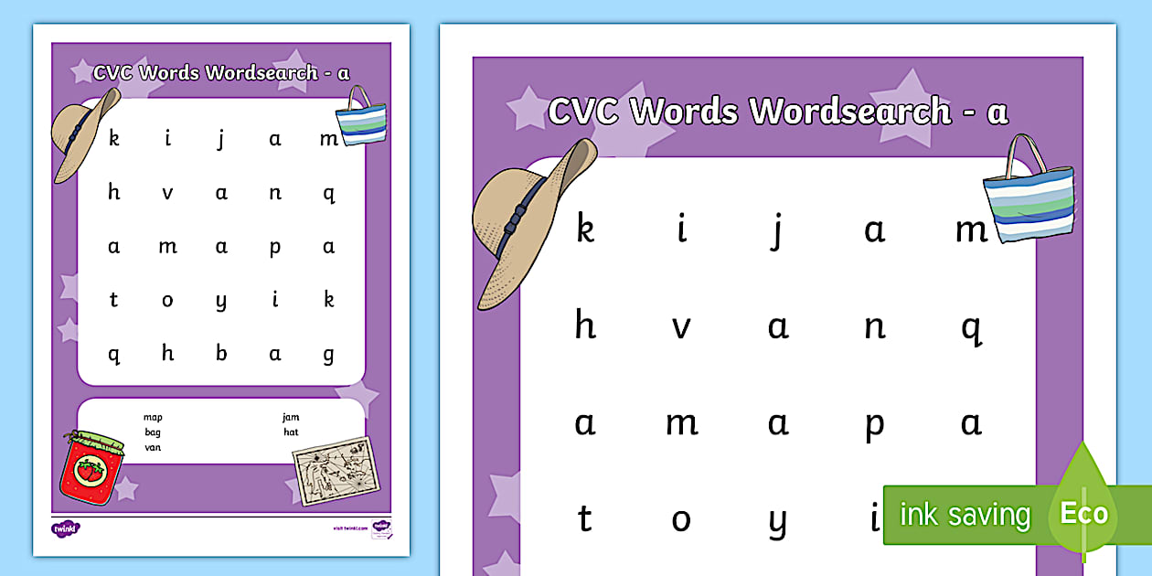 CVC Wordsearch a (teacher made) - Twinkl