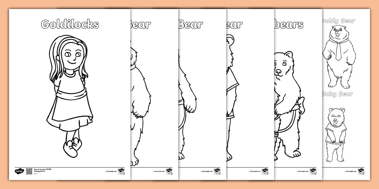 Goldilocks and the Three Bears Picture and Word Colouring