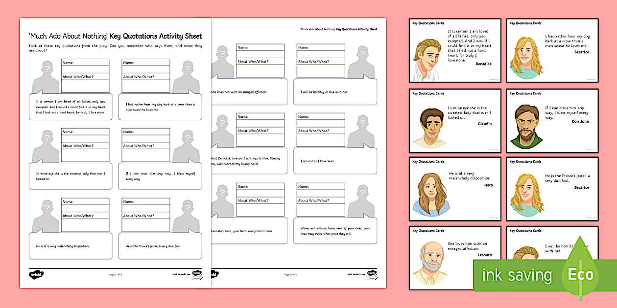 Much Ado About Nothing Key Quotes Pack | Twinkl Resources