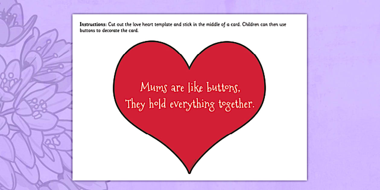 Mums Are Like Buttons Mother's Day Card (teacher made)