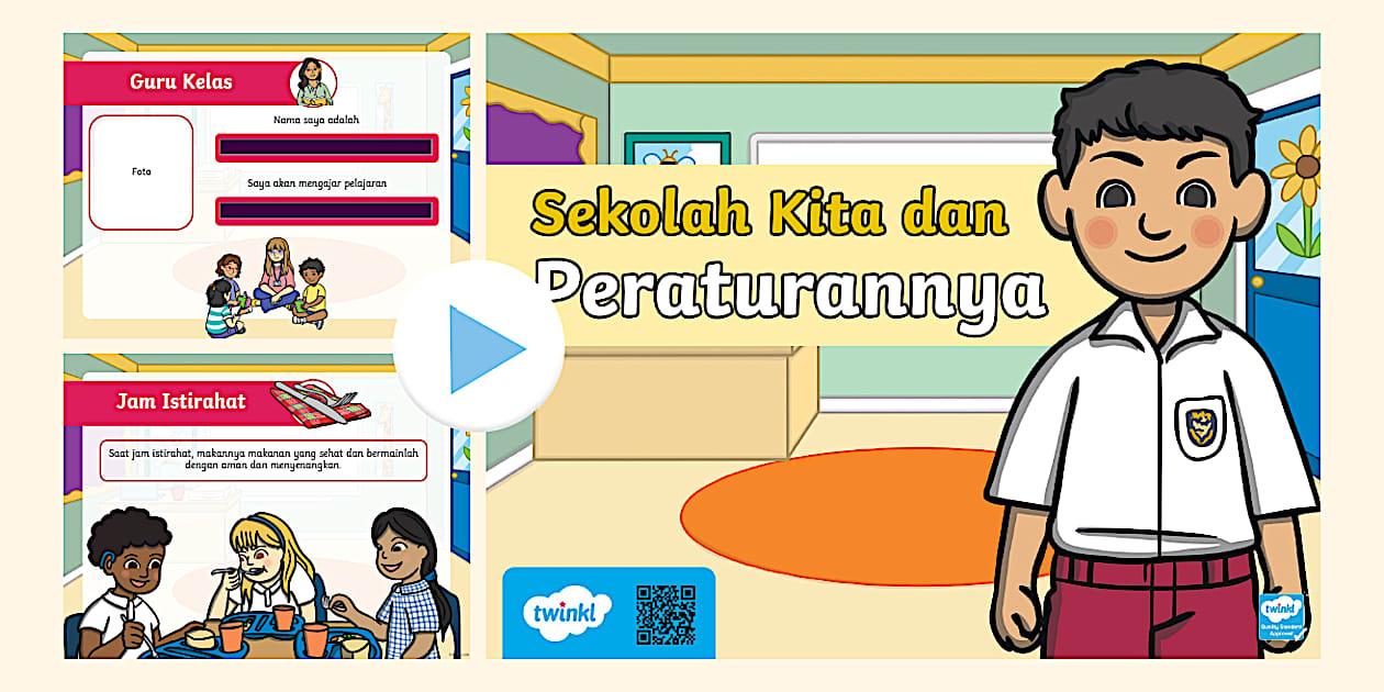 Template Powerpoint Sekolah Kita dan Peraturannya - Twinkl